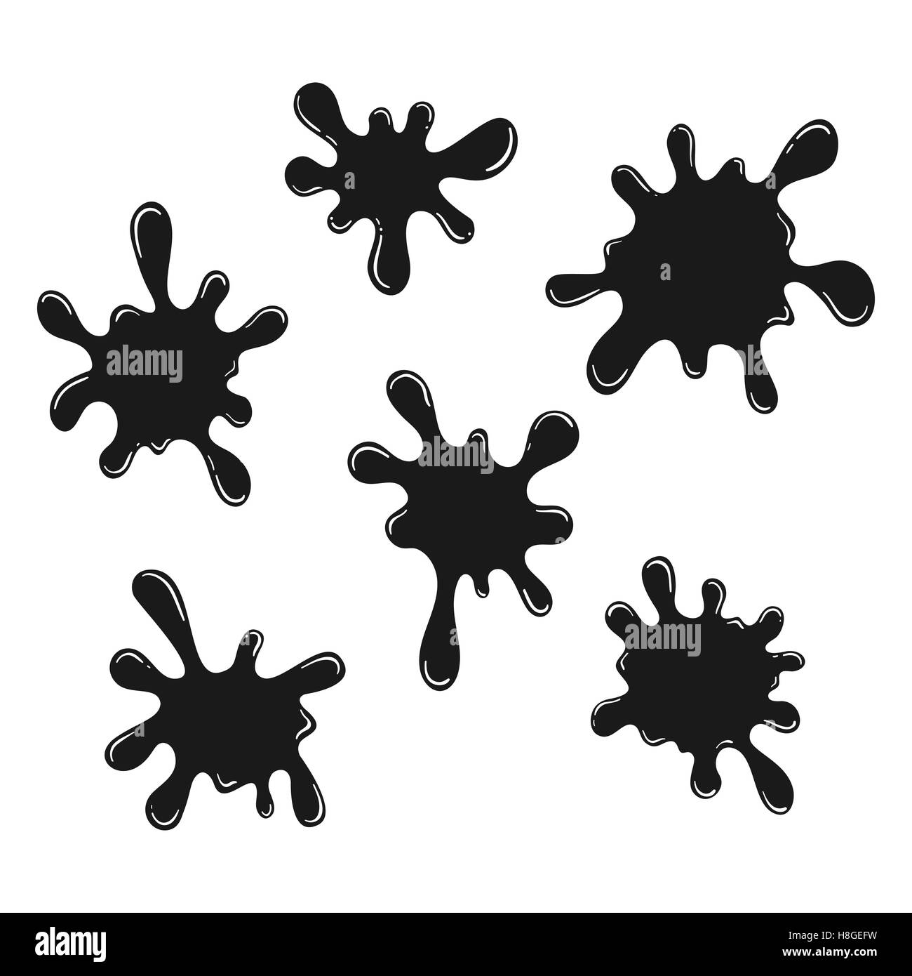 Set di macchie di inchiostro. Raccolta di gocce e macchie. Set di ...