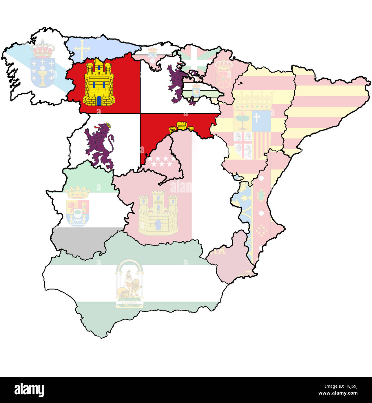 Castilla e Leon regione sulla mappa di amministrazione delle regioni ...