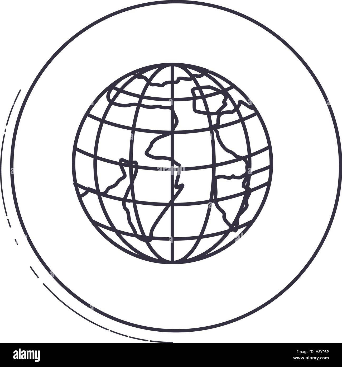 Pianeta sfera icona. Messa a terra mappa del mondo e cartografia ...