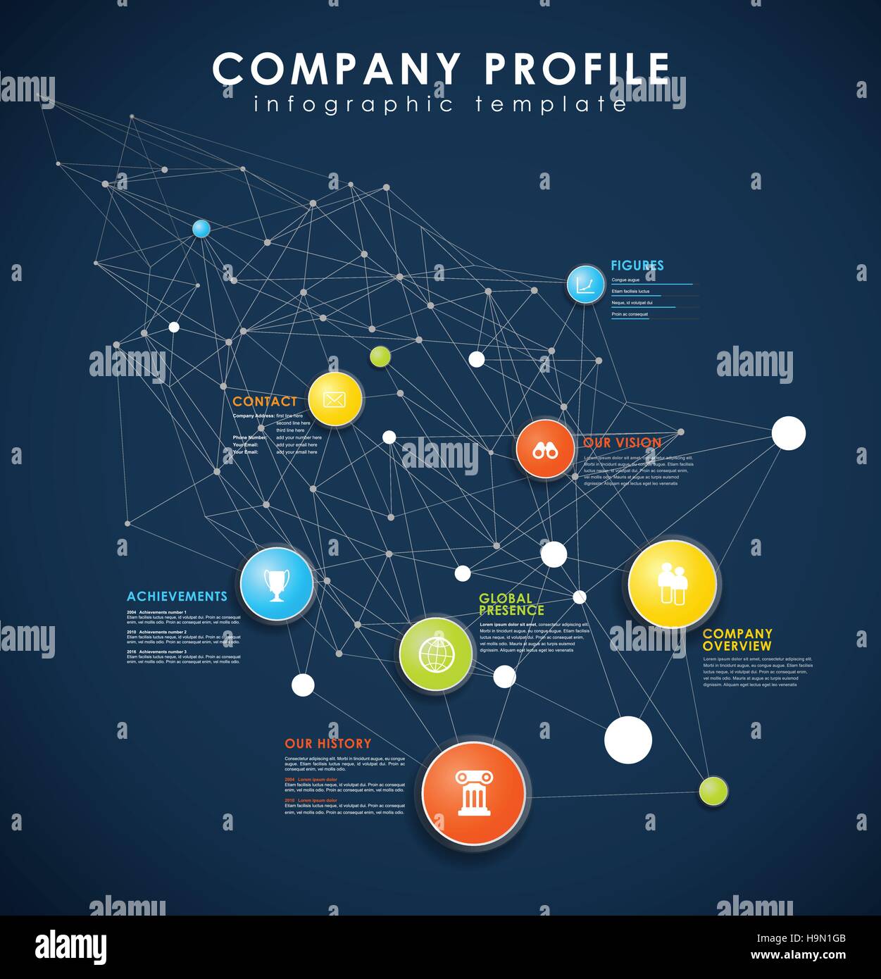 Company profile overview template blue immagini e fotografie stock ad ...