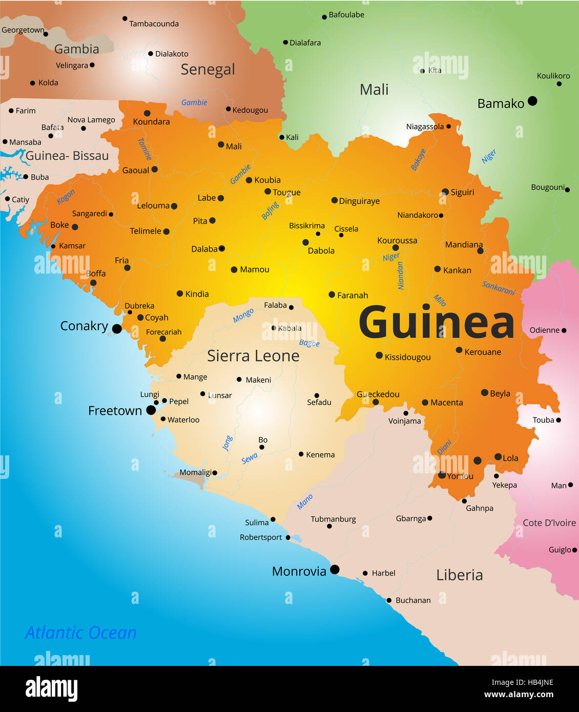 Mappa dei colori della Guinea Foto stock - Alamy