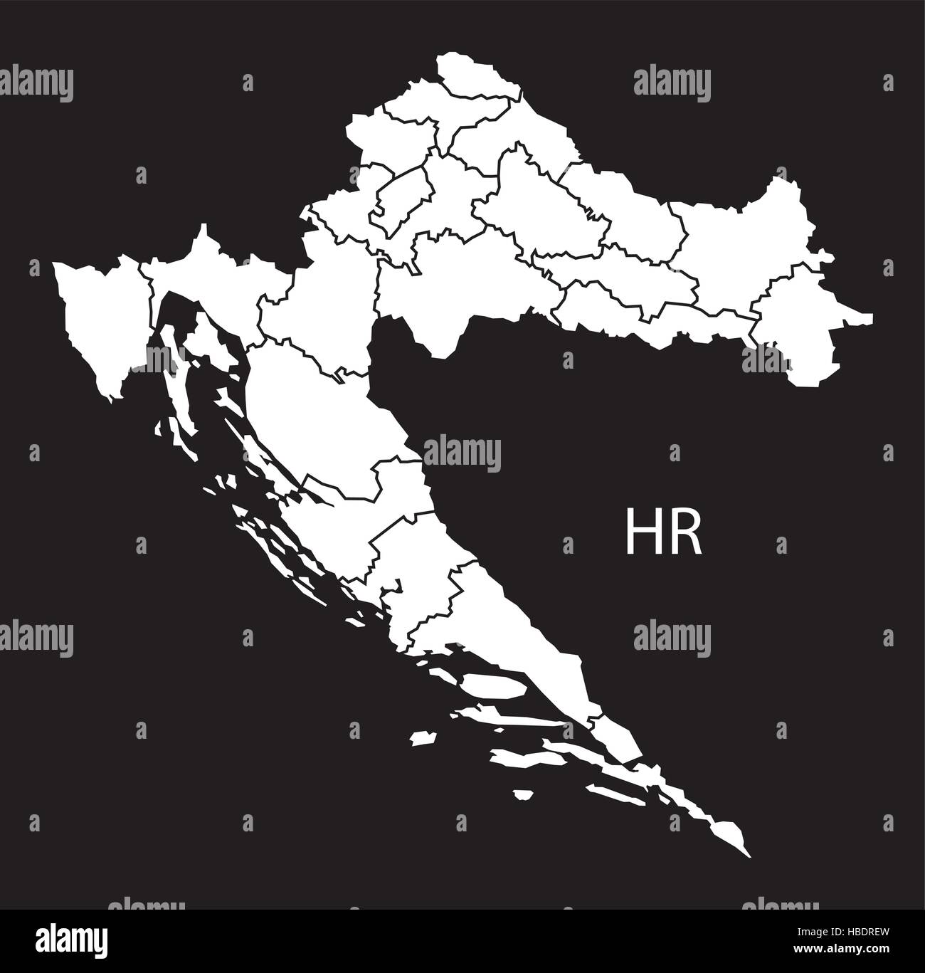 Croazia regioni mappa immagini e fotografie stock ad alta risoluzione ...