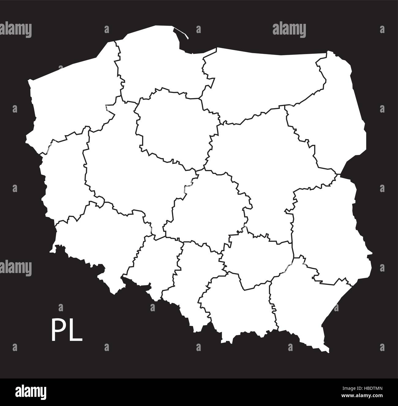 Mappa dei confini della polonia Immagini Vettoriali Stock - Alamy