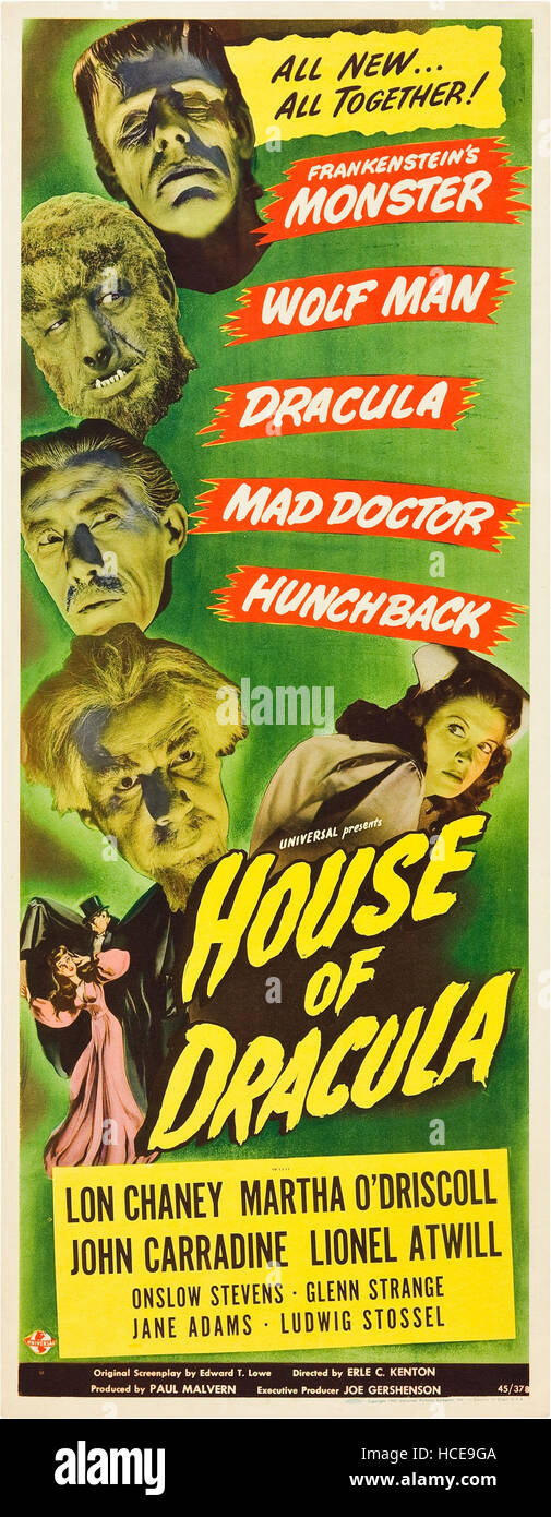 HOUSE OF DRACULA, dall'alto: Glenn strano, Lon Chaney Jr, John ...