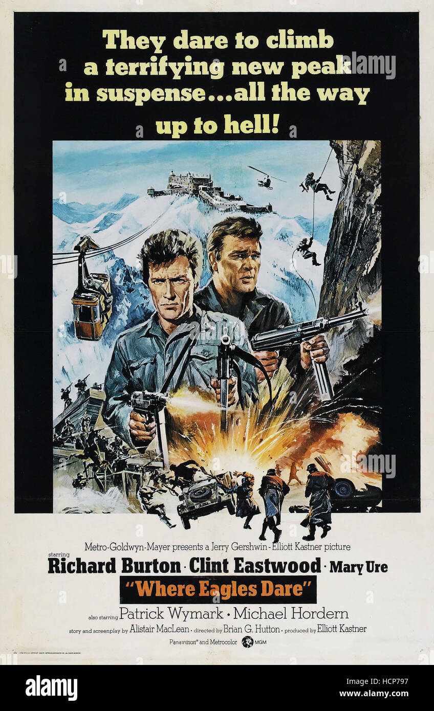 Dove osano le aquile, l-r: Clint Eastwood, Richard Burton sulla ...