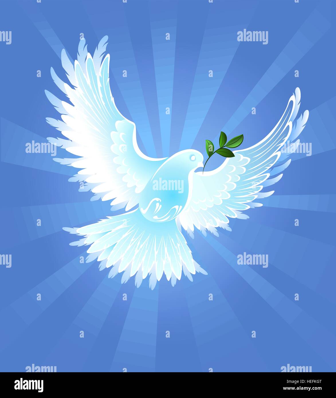 Bianco, artisticamente dipinte, la colomba della pace con un ramo di ...