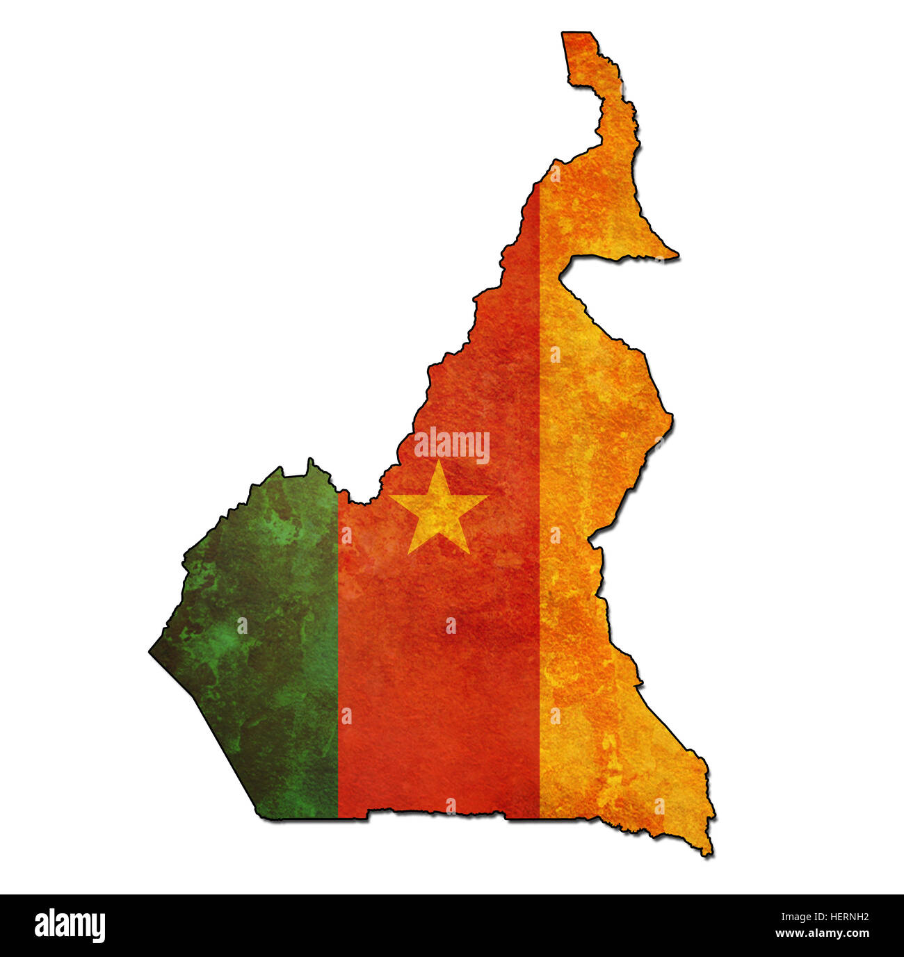 Mappa con la bandiera del Camerun con i confini nazionali Foto stock ...
