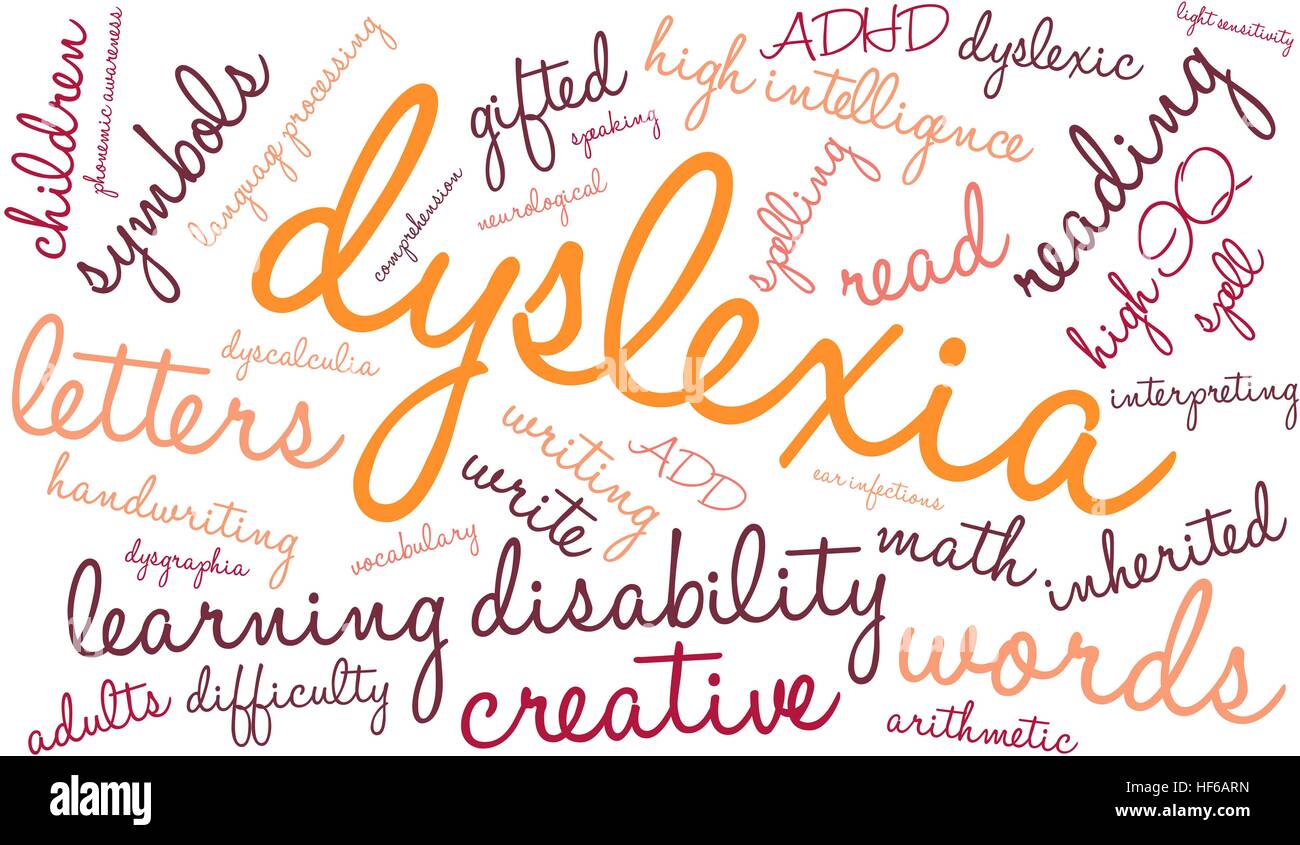 La dislessia word cloud su uno sfondo bianco Immagine e Vettoriale - Alamy
