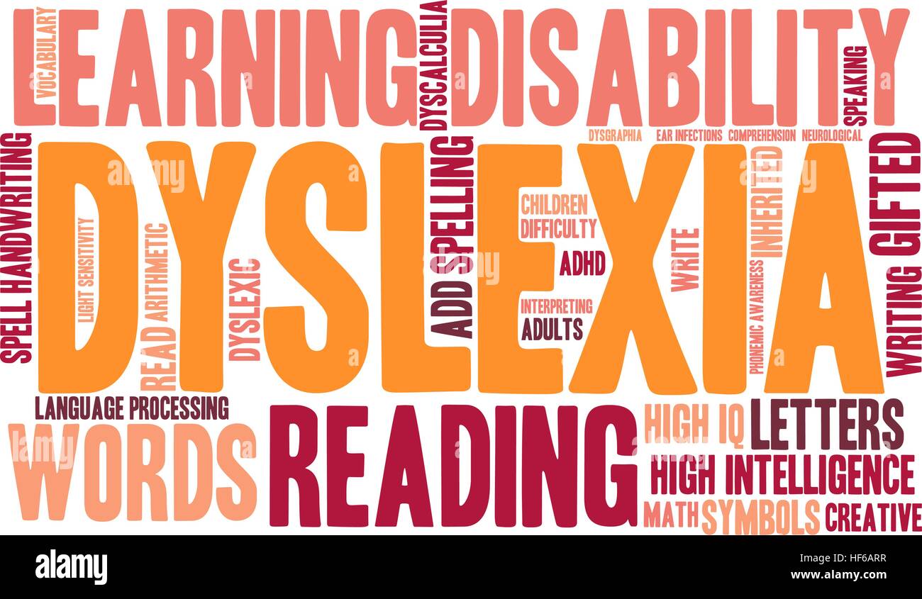 La dislessia word cloud su uno sfondo bianco Immagine e Vettoriale - Alamy