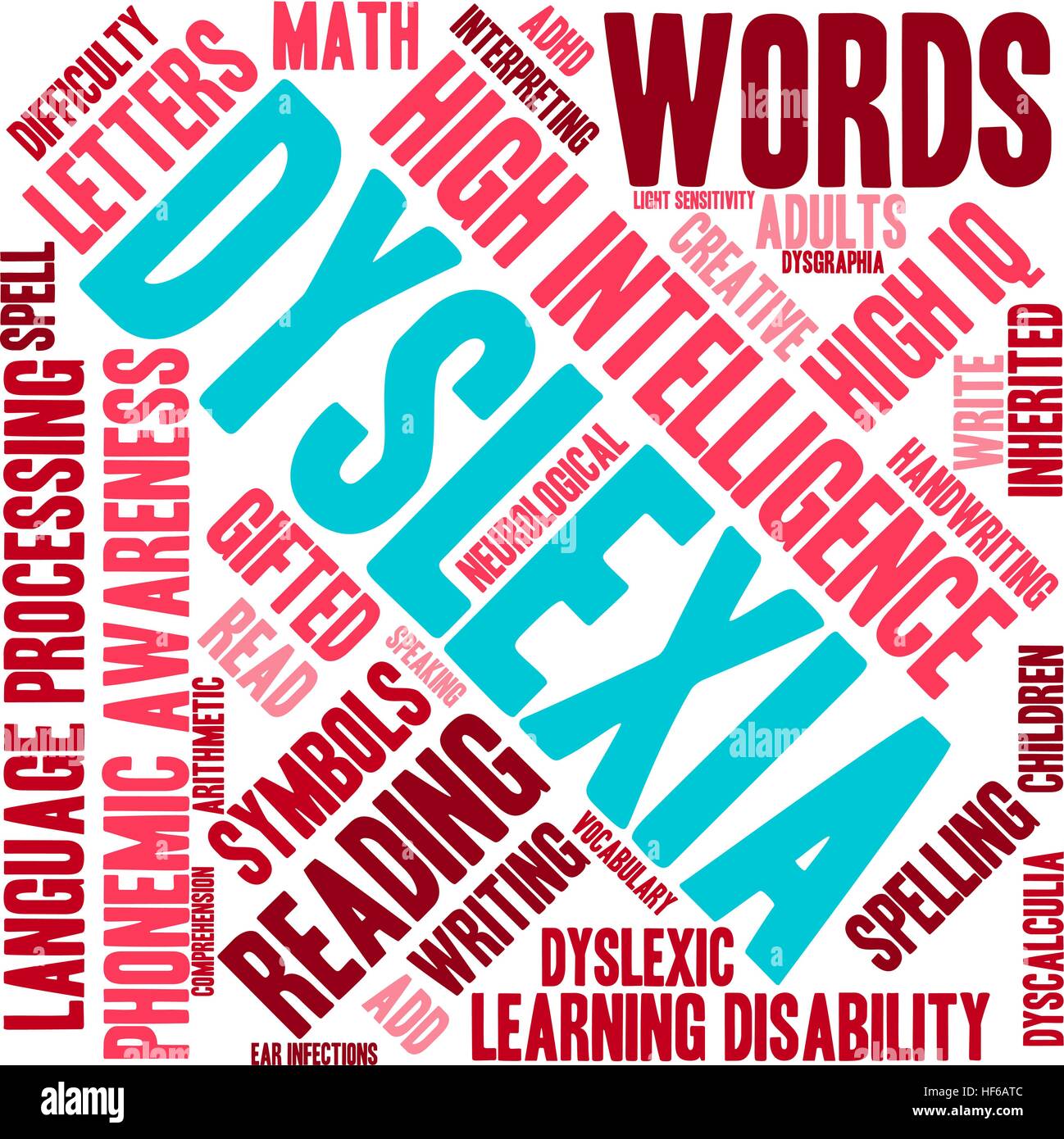 La dislessia word cloud su uno sfondo bianco Immagine e Vettoriale - Alamy
