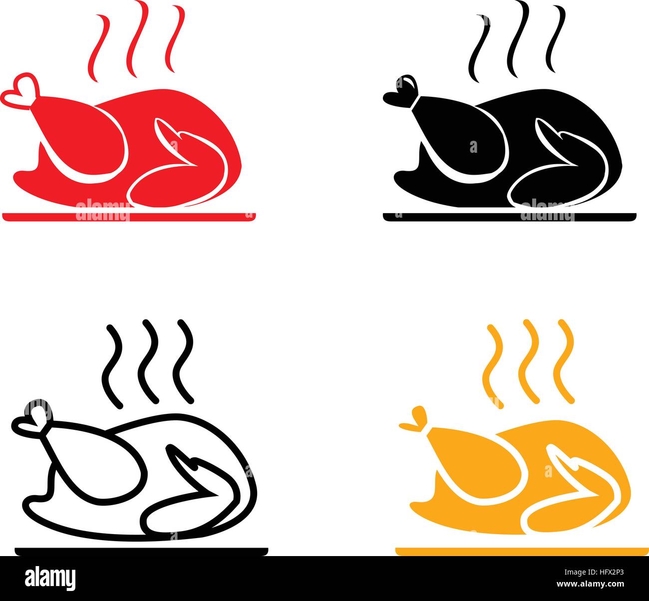 Set di pollo arrosto icone, disegno vettoriale Immagine e Vettoriale ...