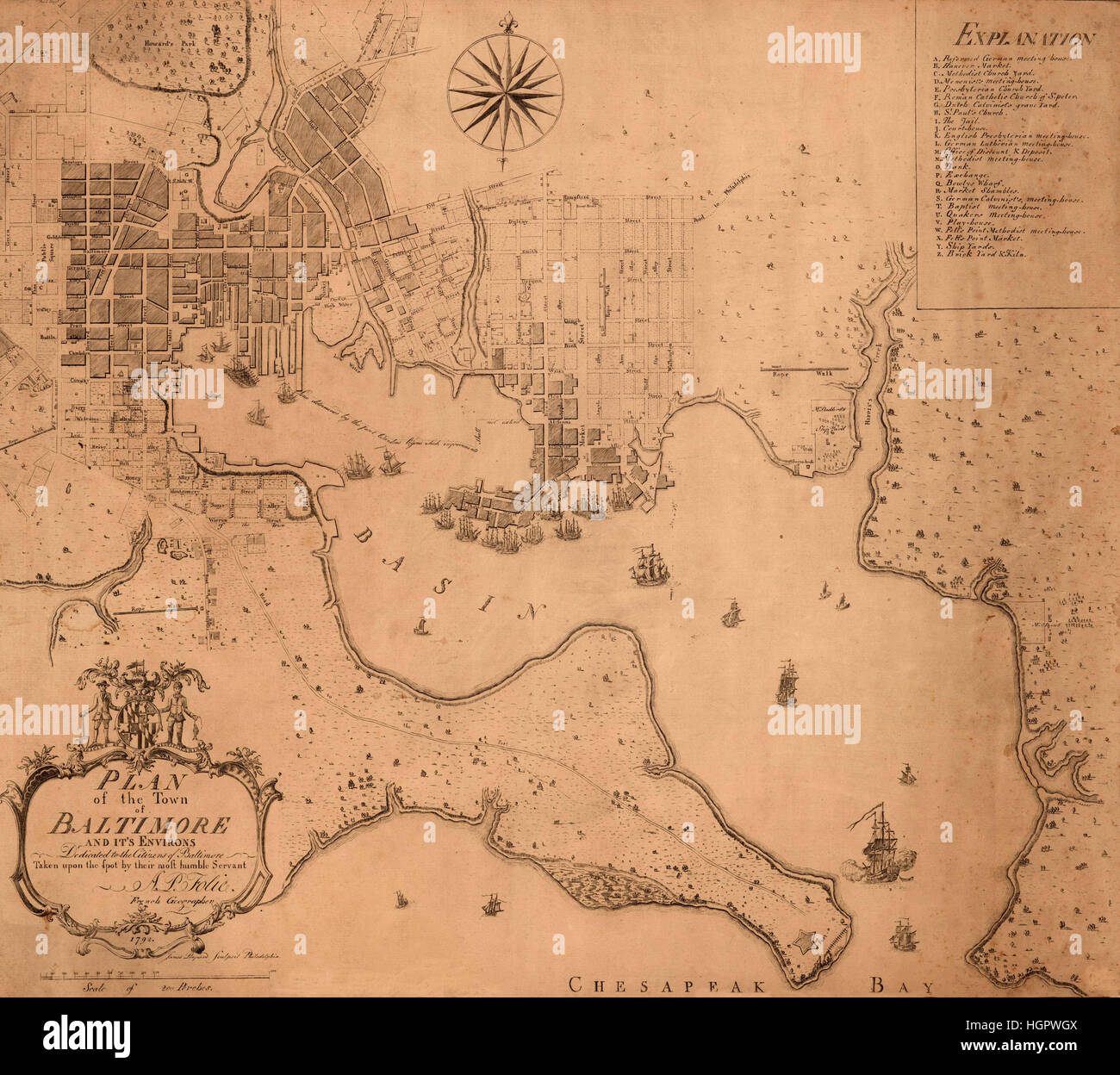 Mappa antica di baltimora immagini e fotografie stock ad alta ...