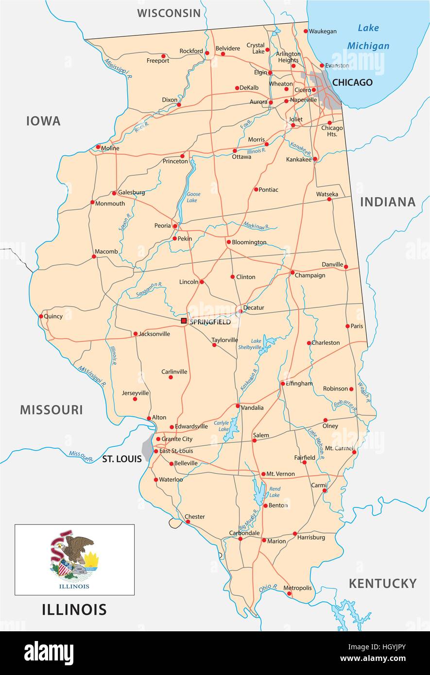 Mappa dello stato dell'illinois immagini e fotografie stock ad alta ...