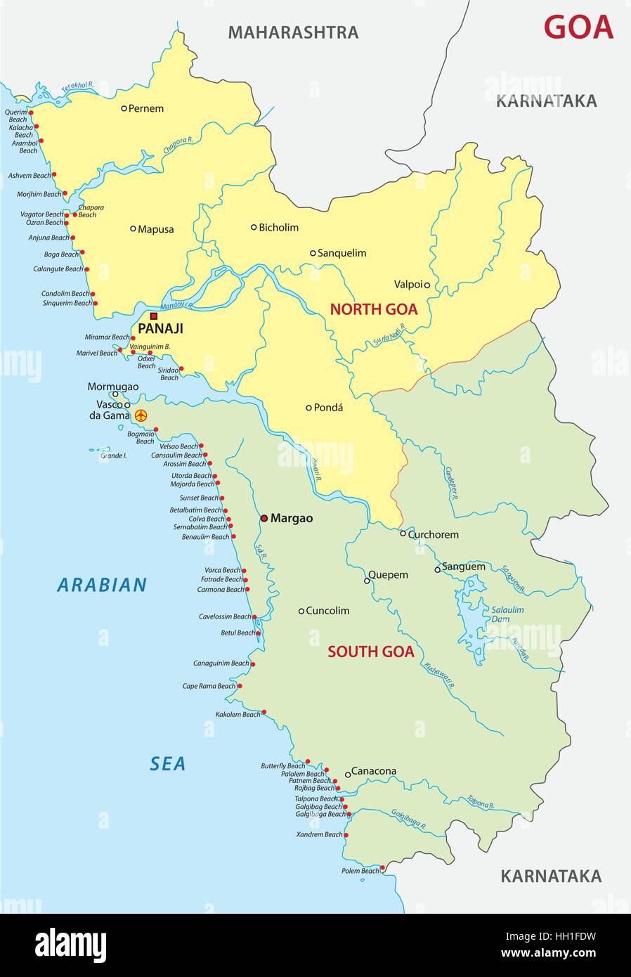 Spiagge di goa india Immagini Vettoriali Stock - Alamy