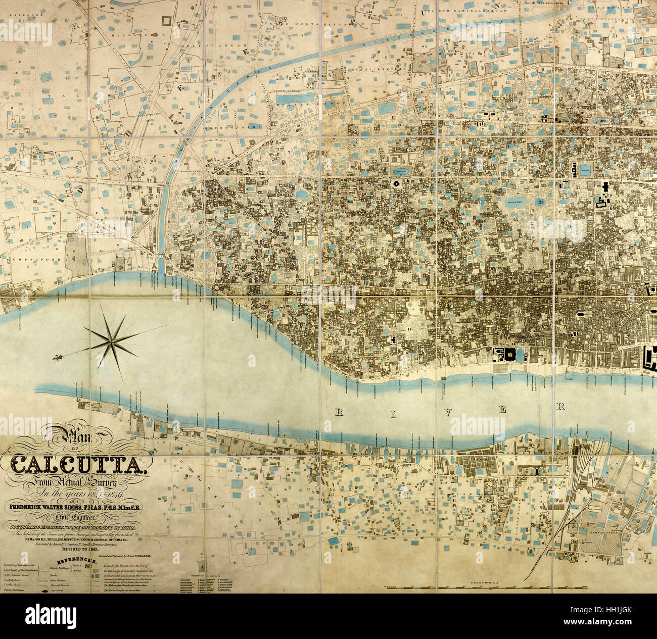 Mappa di Calcutta 1857 Foto stock - Alamy