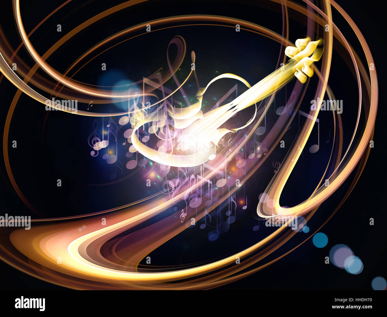 Interazione di violino graphic, note musicali ed elementi di design sul ...