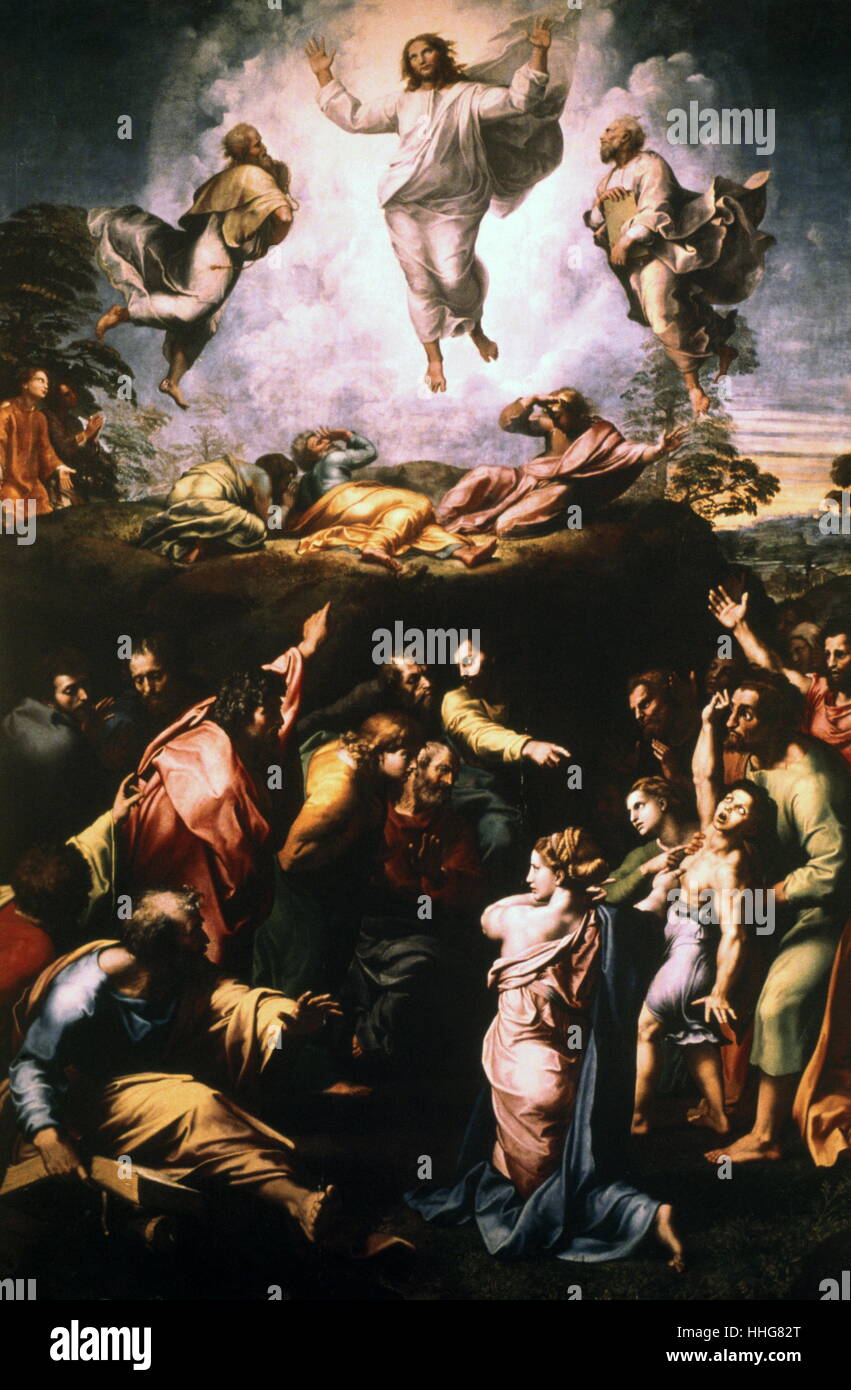 La Trasfigurazione. 1516-1520; tempera su legno, dall'Italian High Renaissance artista ...