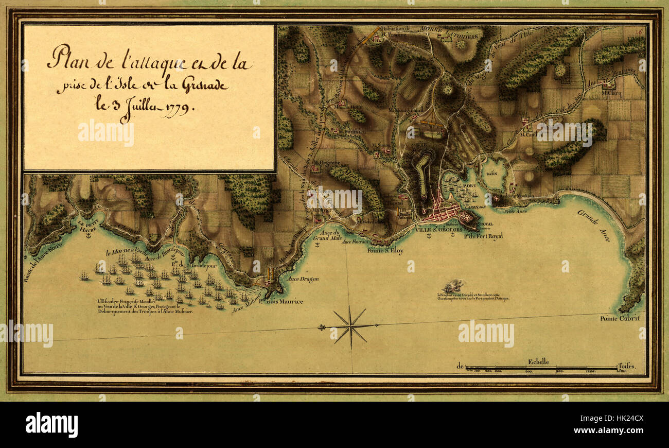 Mappa storica di grenada immagini e fotografie stock ad alta ...