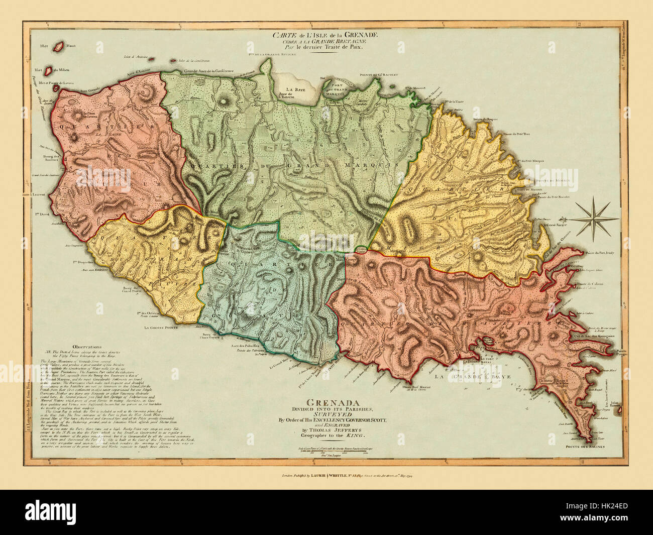 Mappa storica di grenada immagini e fotografie stock ad alta ...