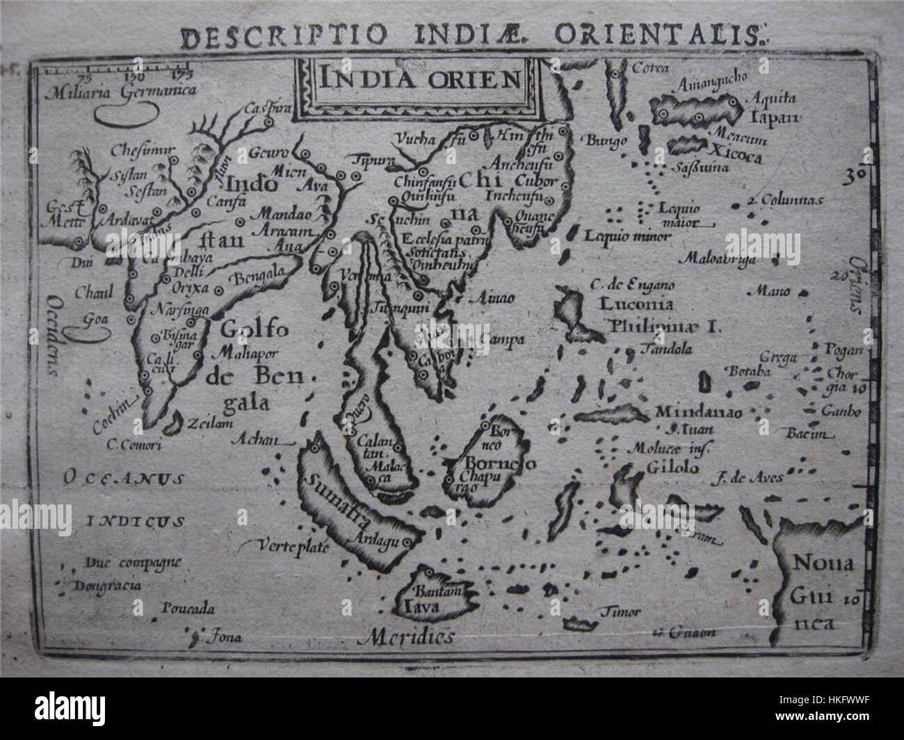 Una mappa dell'India dal BERTIUS Atlas del 1616, raffigurante la ...