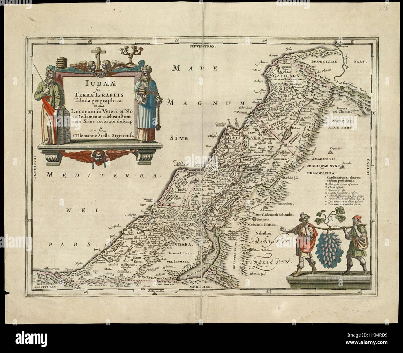 Una mappa geografica dettagliata della Giudea, o Terra di Israele, che ...