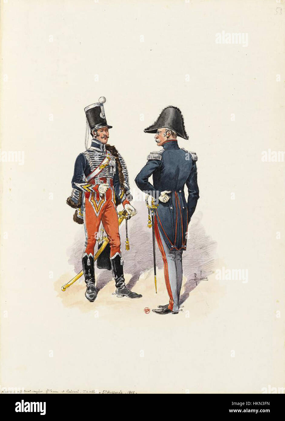 1816 - Capitaine adjudant-major en grande tenue et il colonnello en ...