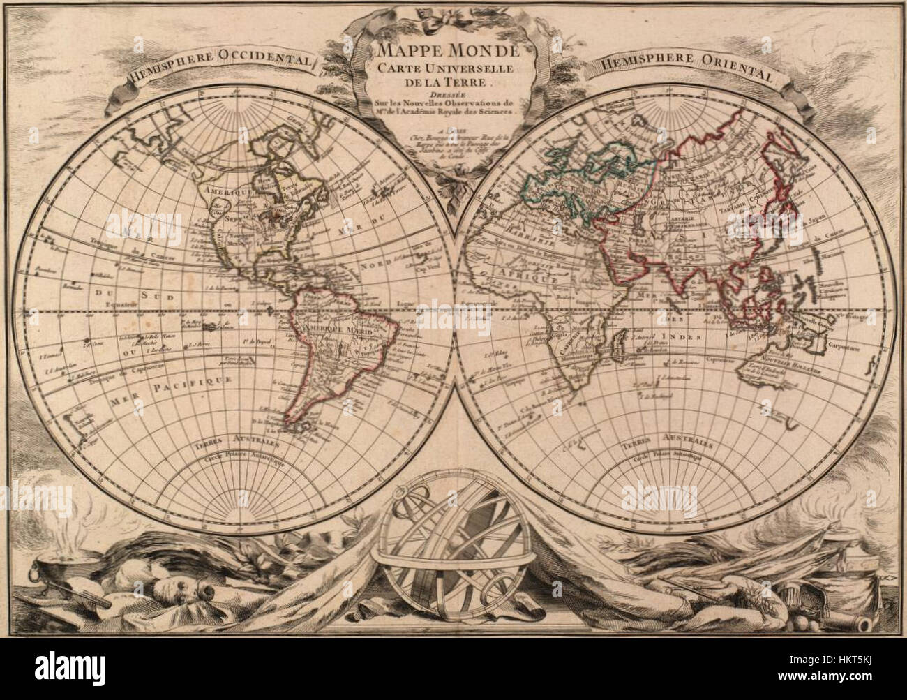 Questa mappa storica, intitolata "Mappe Monde carte Universelle de la Terre", rappresenta una ...