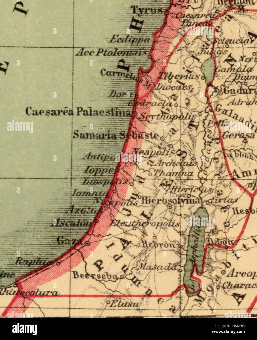 La mappa del XIX secolo *Asia Citerior Judaea* di Heinrich Kiepert ...
