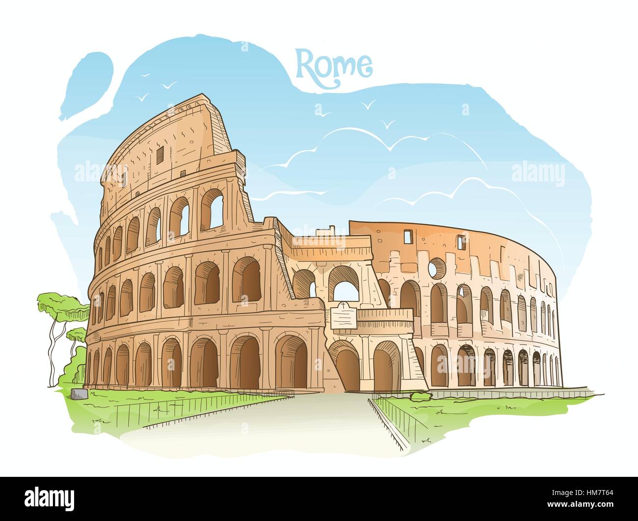Colosseo, Roma, Italia. Illustrazione Vettoriale Immagine e Vettoriale ...