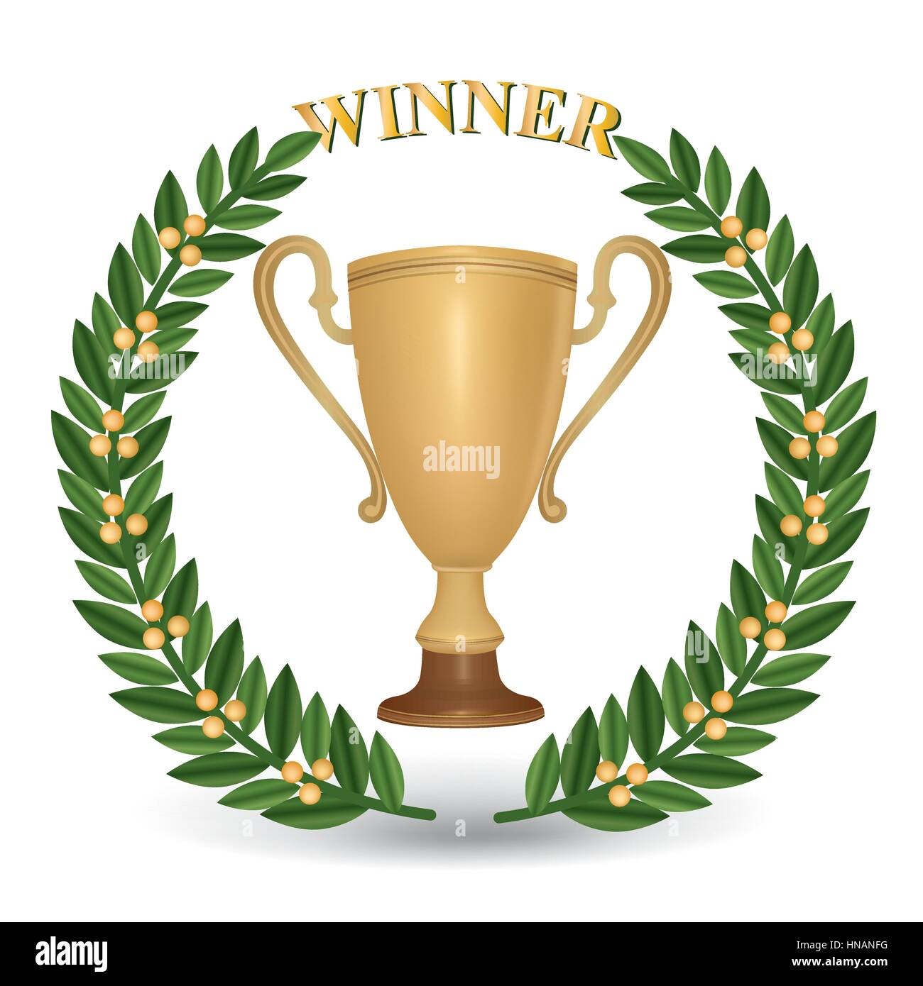 Coppa del vincitore con la corona di alloro Immagine e Vettoriale - Alamy