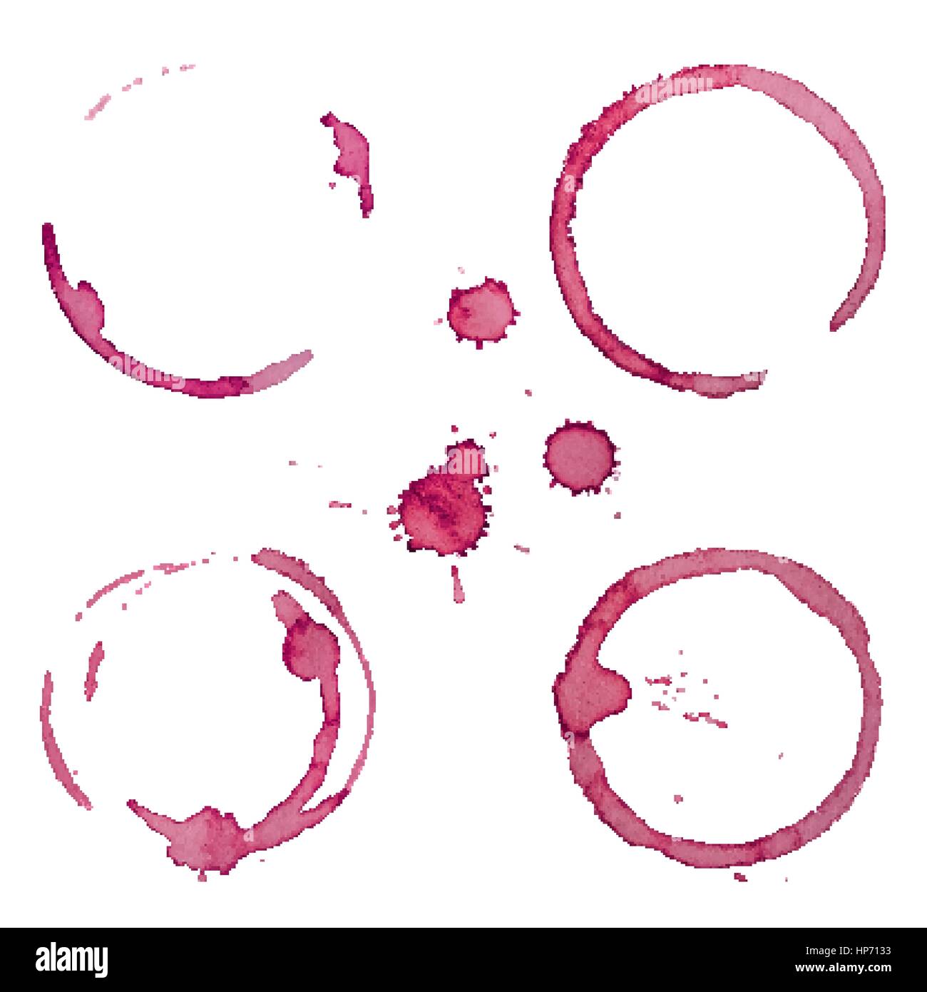 Vector macchia di vino set di anelli 1 isolati su sfondo bianco per la ...