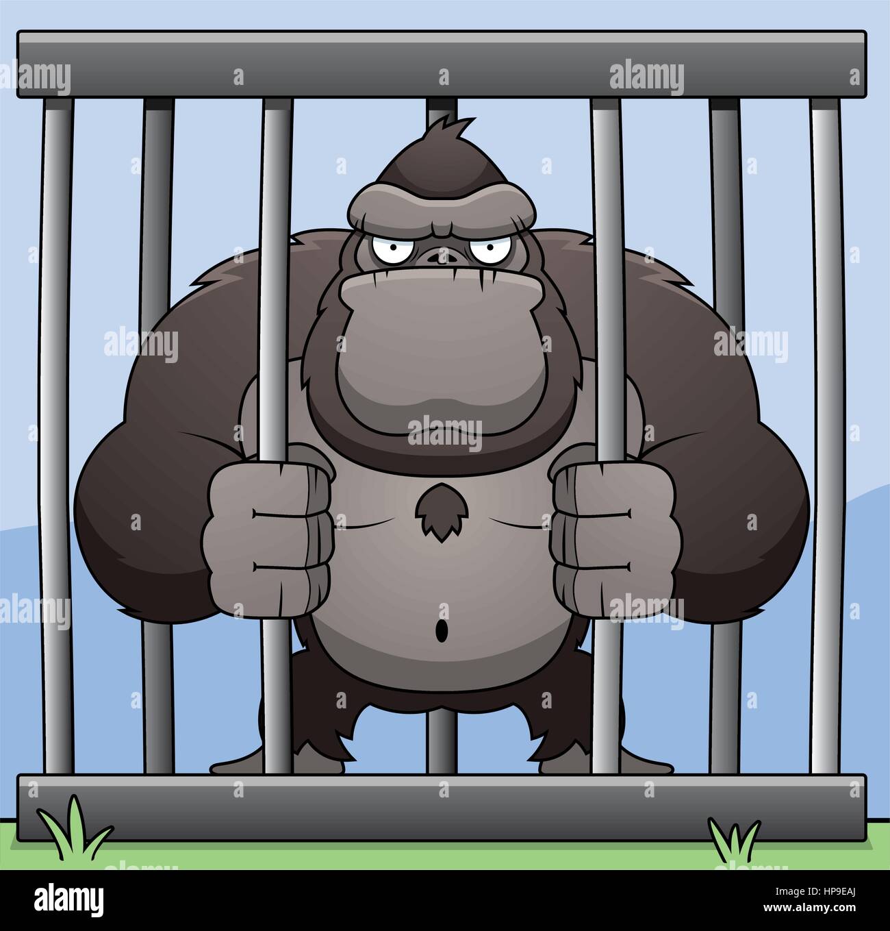 Un arrabbiato cartoon gorilla in una gabbia Immagine e Vettoriale - Alamy