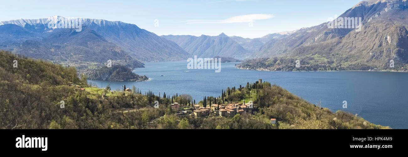 Il lago di Como, Italia: panorama del Lago di Como, vista di Bellagio e ...