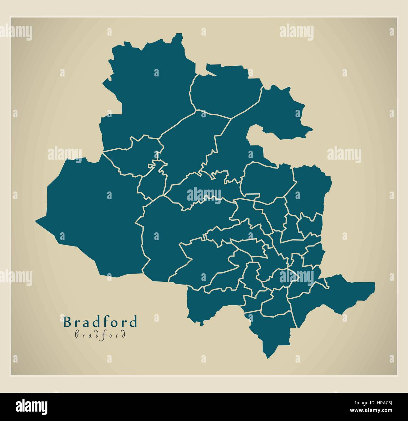 Città moderna mappa - Bradford con boroughs illustrazione Immagine e ...