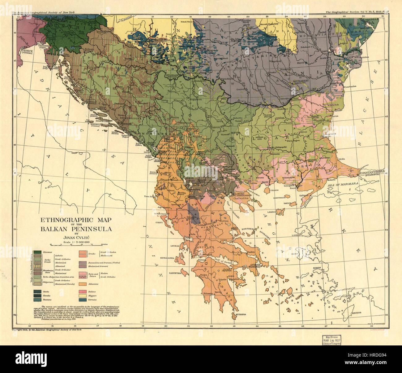 Mappa etnografico della penisola balcanica WDL93 Foto stock - Alamy
