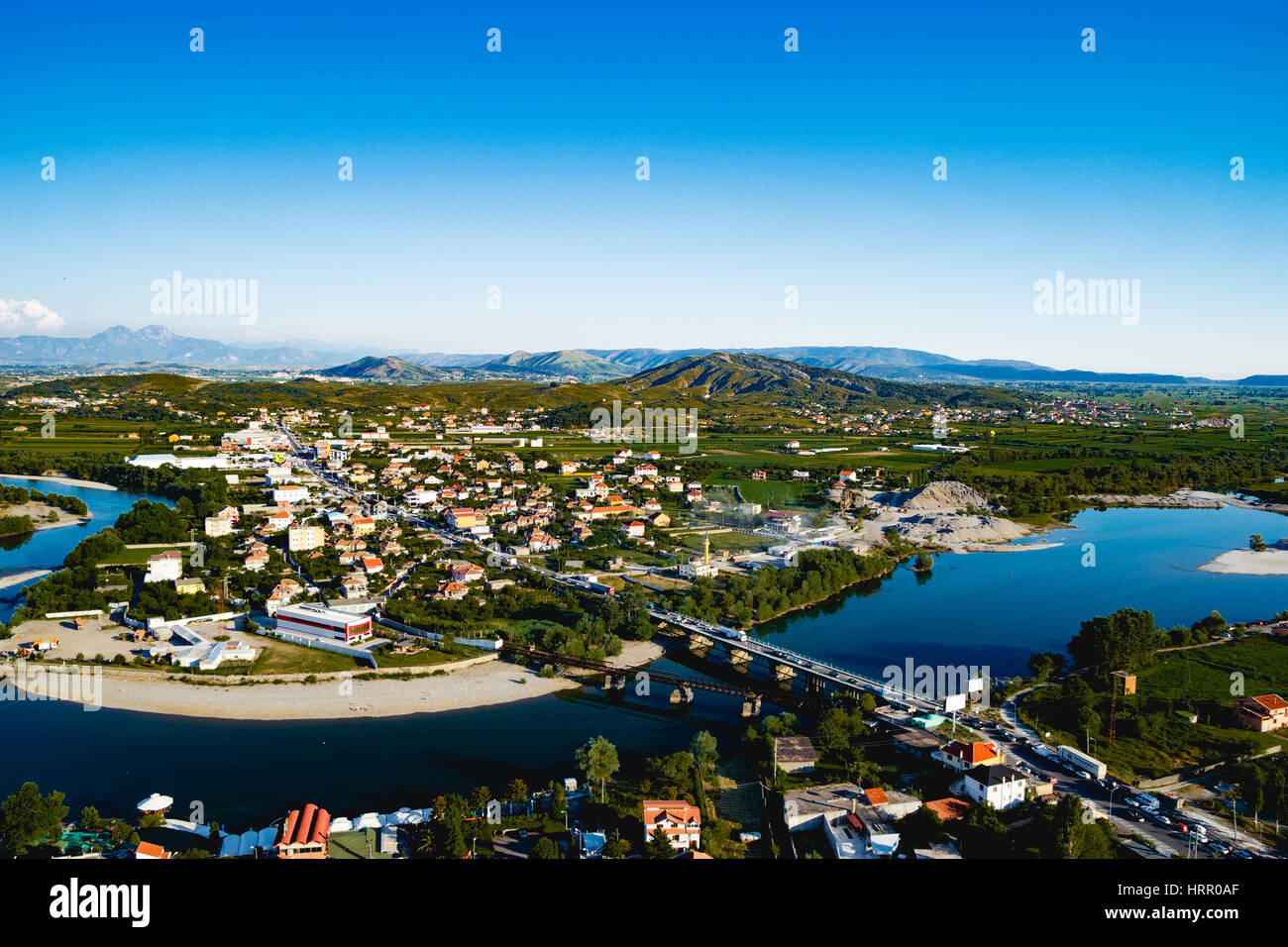 Scutari Albania fiume vista dal castello di Rozafa Foto stock - Alamy