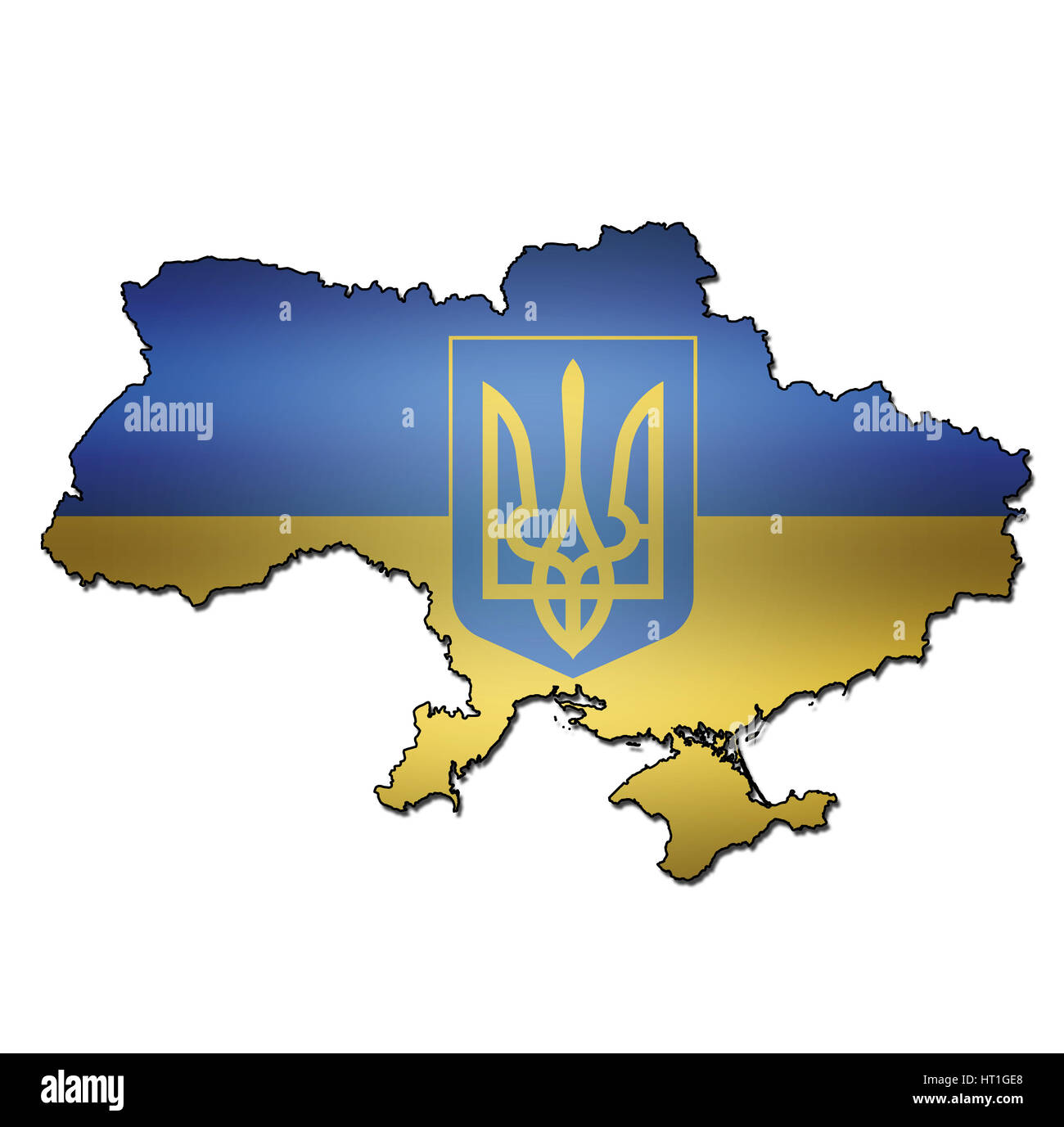 Mappa con bandiera dell'Ucraina con i confini nazionali Foto stock - Alamy