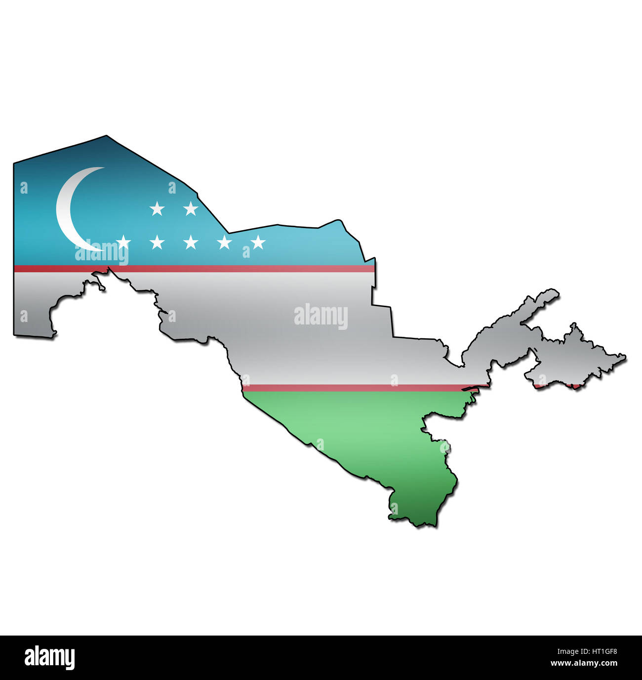 Mappa dell'uzbekistan con bandiera immagini e fotografie stock ad alta ...