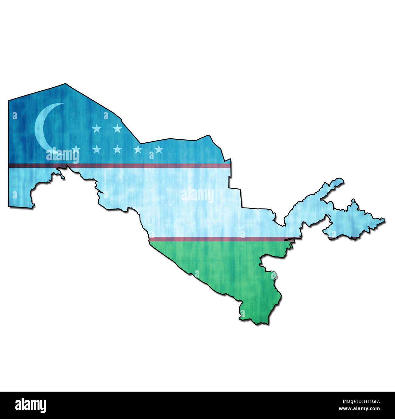Mappa dell'uzbekistan con bandiera immagini e fotografie stock ad alta ...