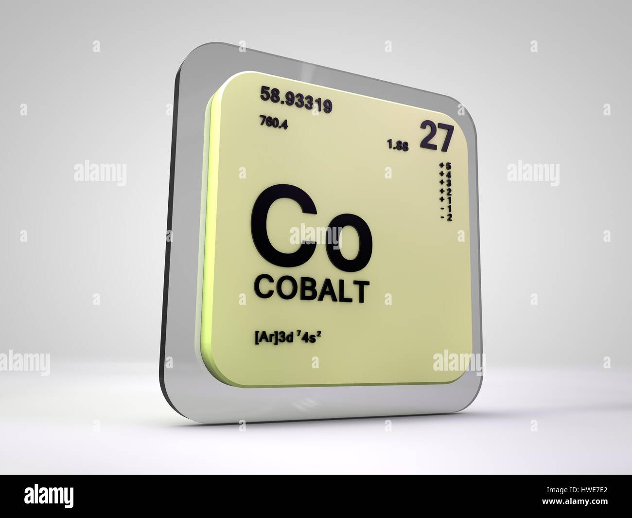 Cobalto - CO - elemento chimico tavola periodica 3D render Foto stock ...