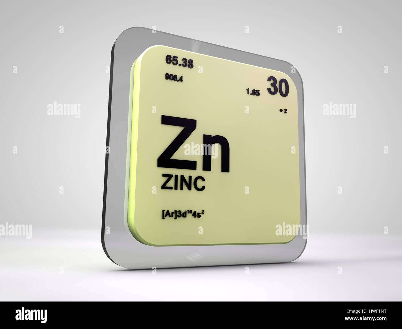 Zinco - Zn - elemento chimico tavola periodica 3D render Foto stock - Alamy