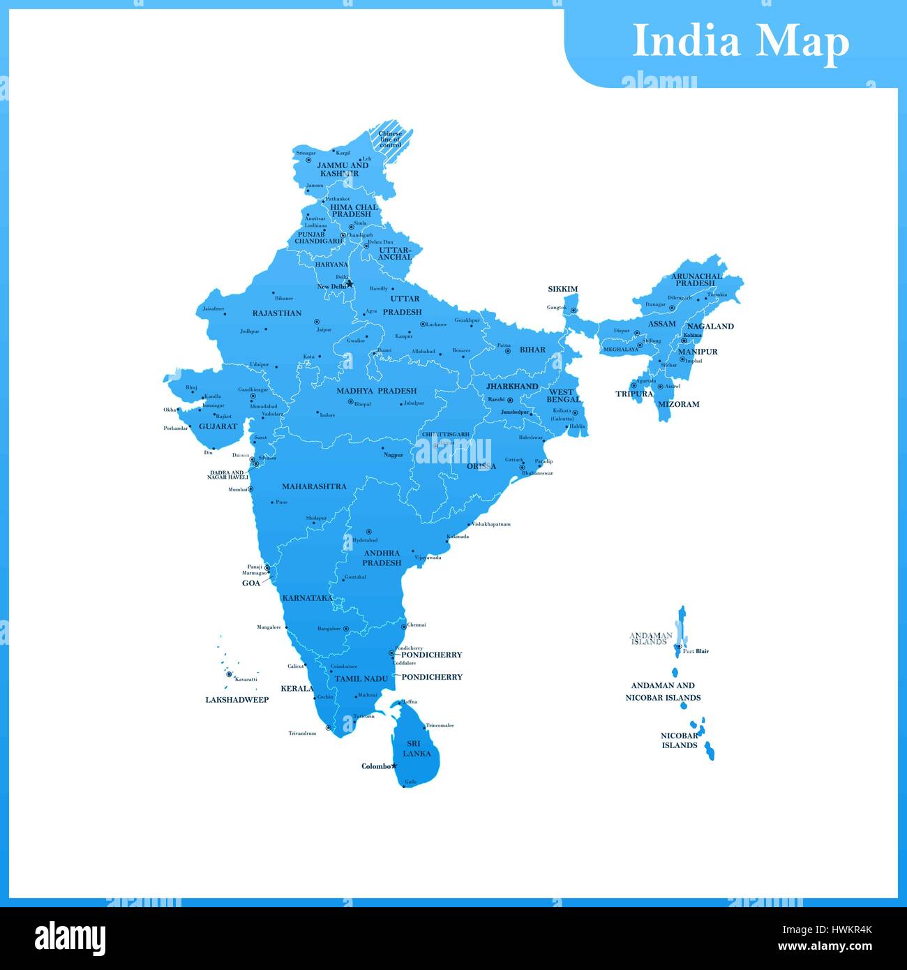 Mappa dell'india orientale Immagini Vettoriali Stock - Alamy
