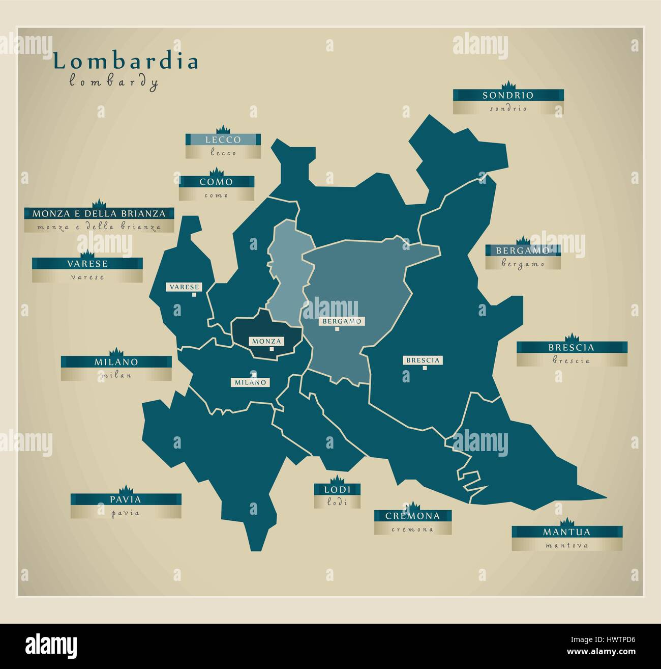 Mappa lombardia Immagini Vettoriali Stock - Alamy