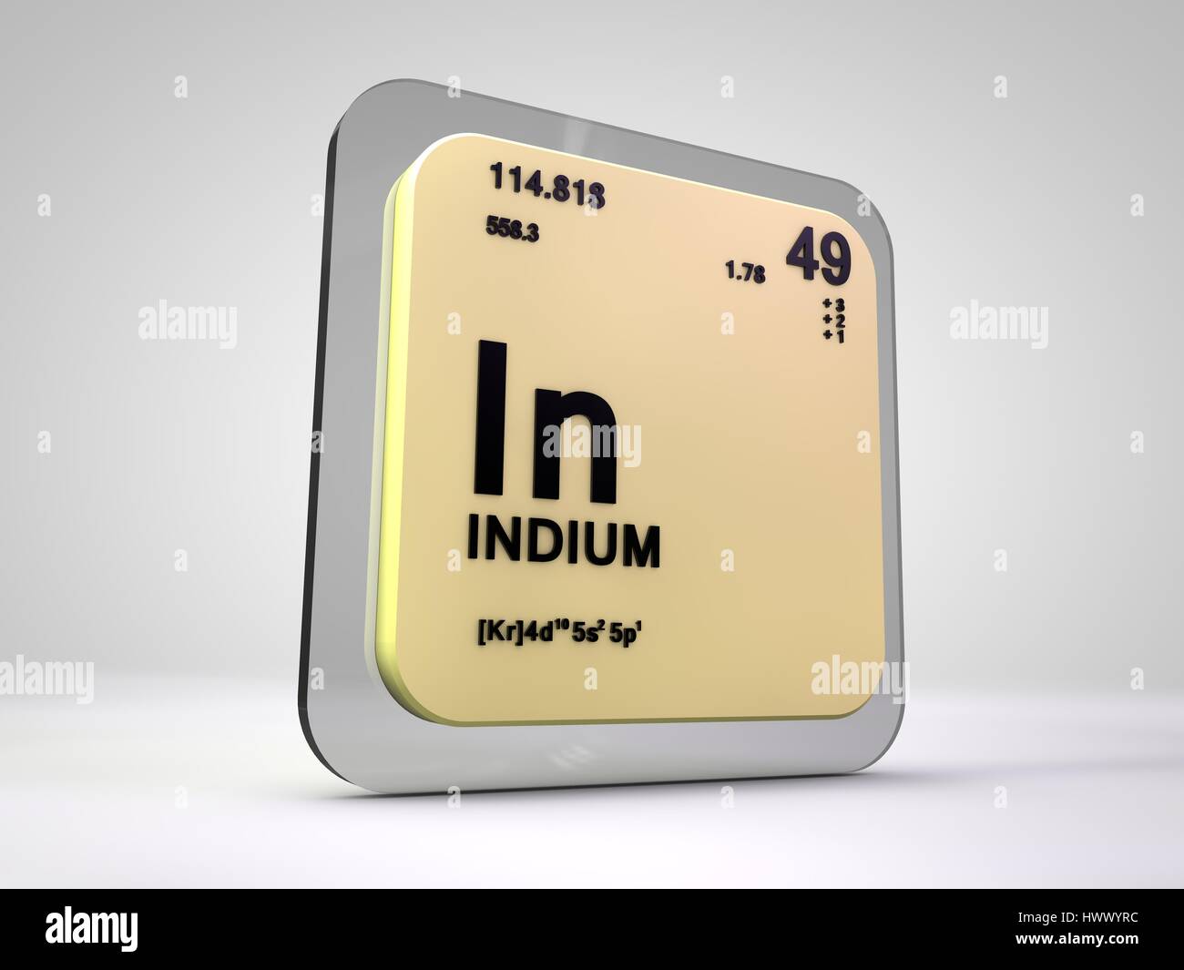 Indio - In - elemento chimico tavola periodica 3D render Foto stock - Alamy