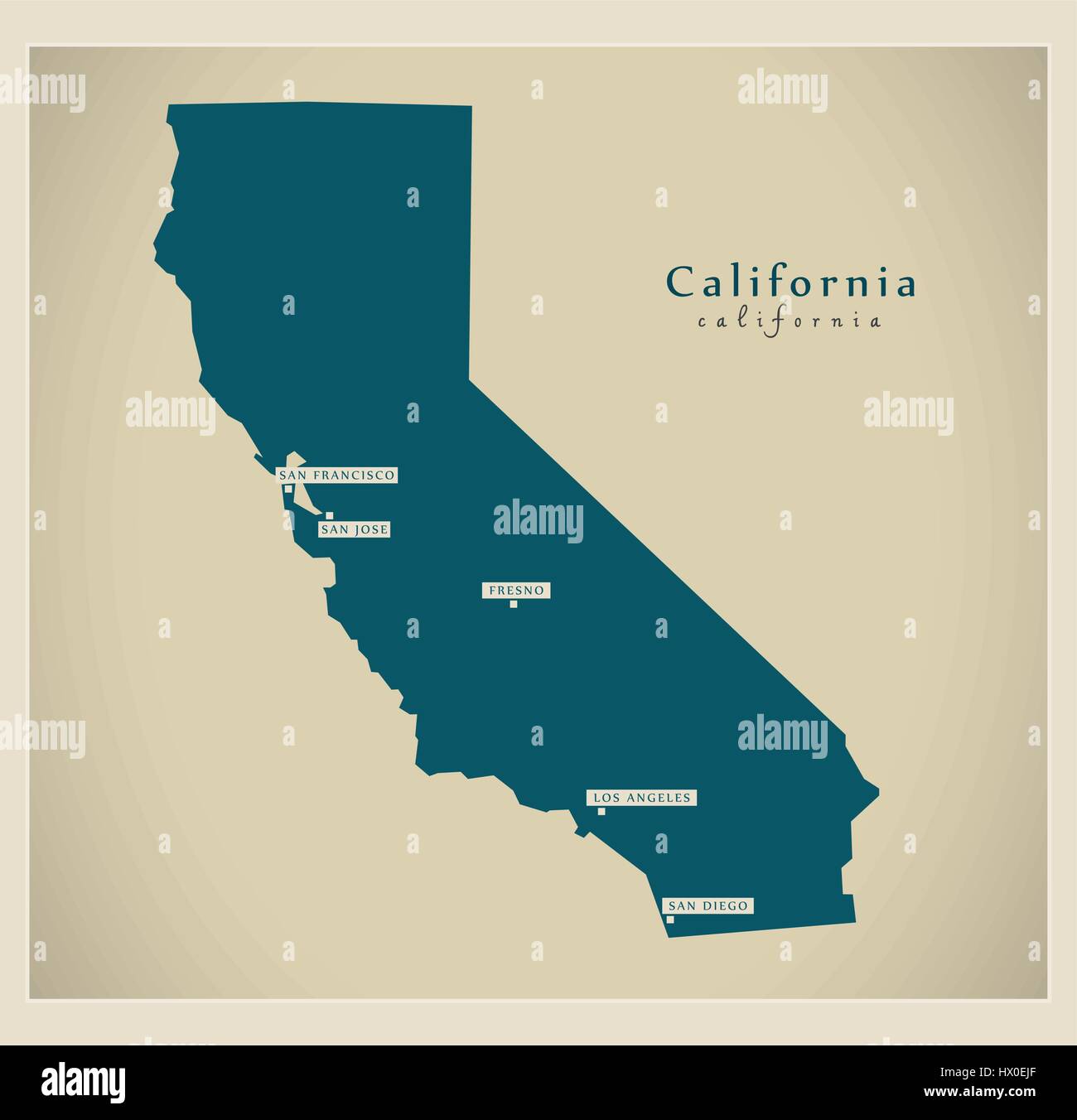 Mappa california con citta immagini e fotografie stock ad alta ...