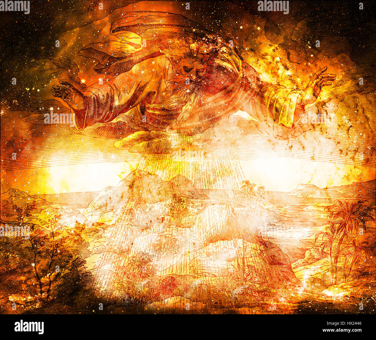 Dio Creatore la creazione della terra e acqua, grafica collage da ...