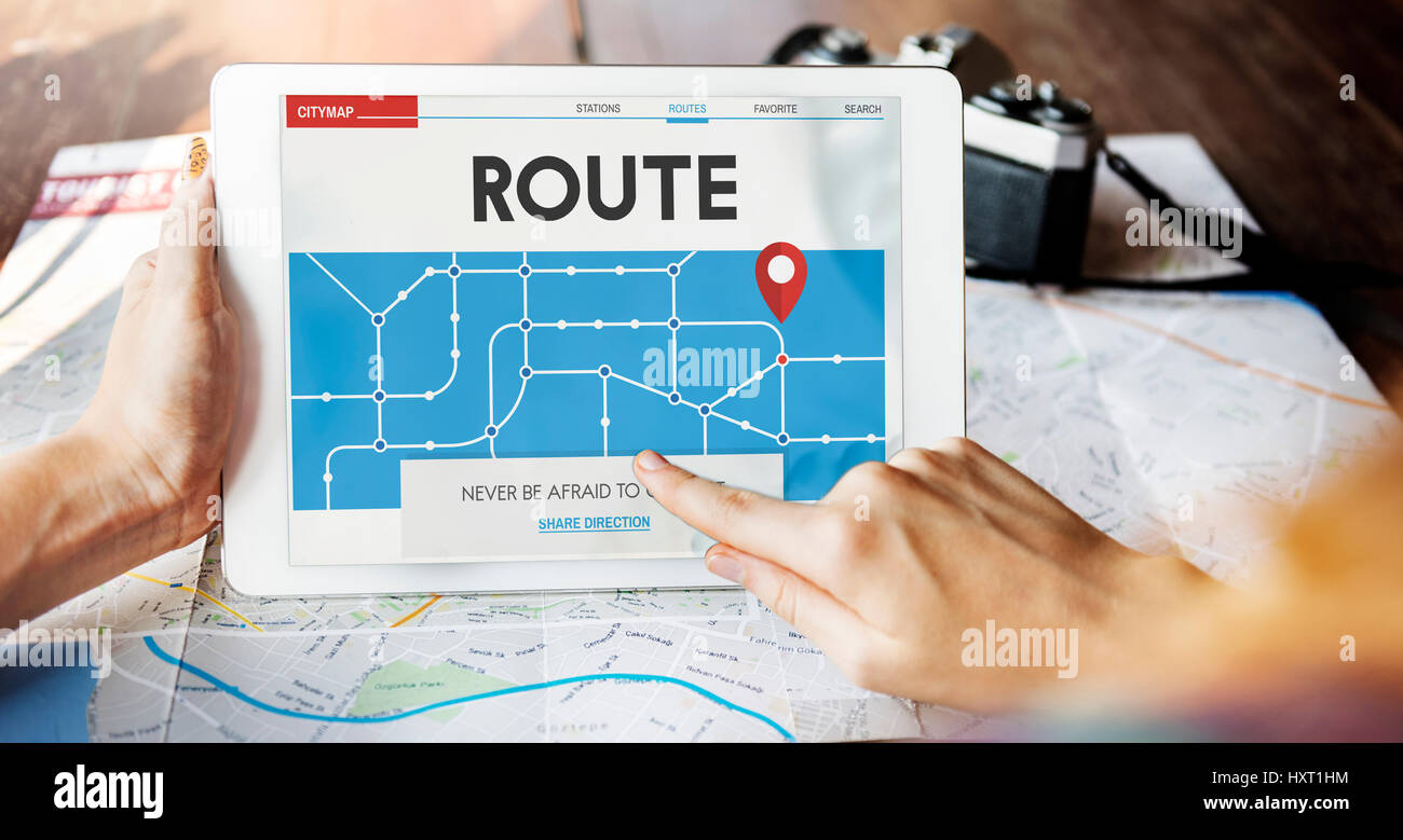 Mappa GPS Direzioni Posizione di navigazione Foto stock - Alamy
