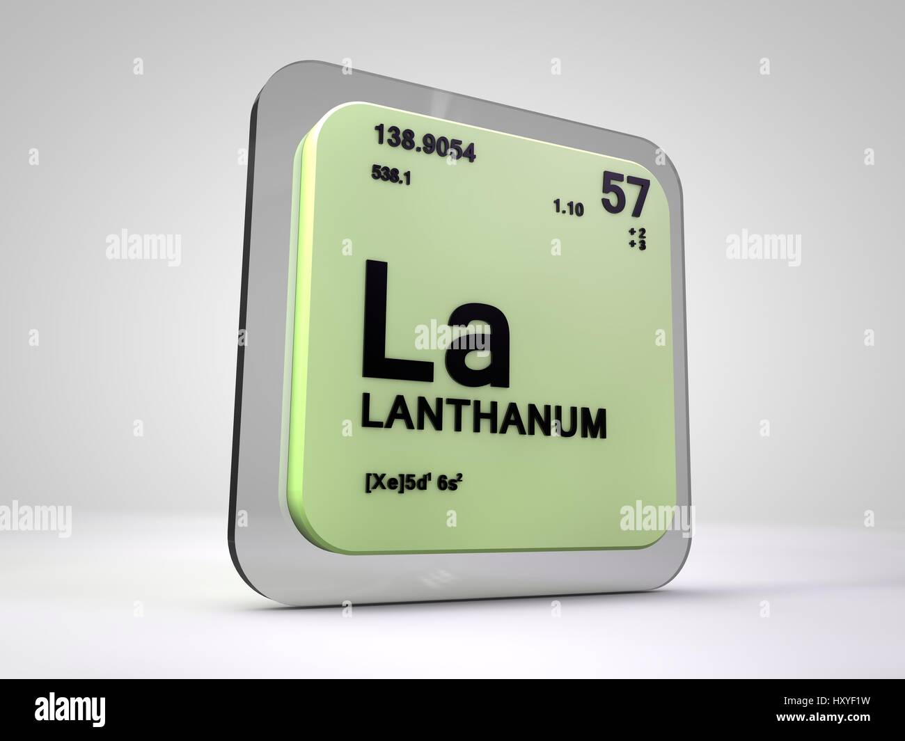 Lantanio - La - elemento chimico tavola periodica 3D render Foto stock ...