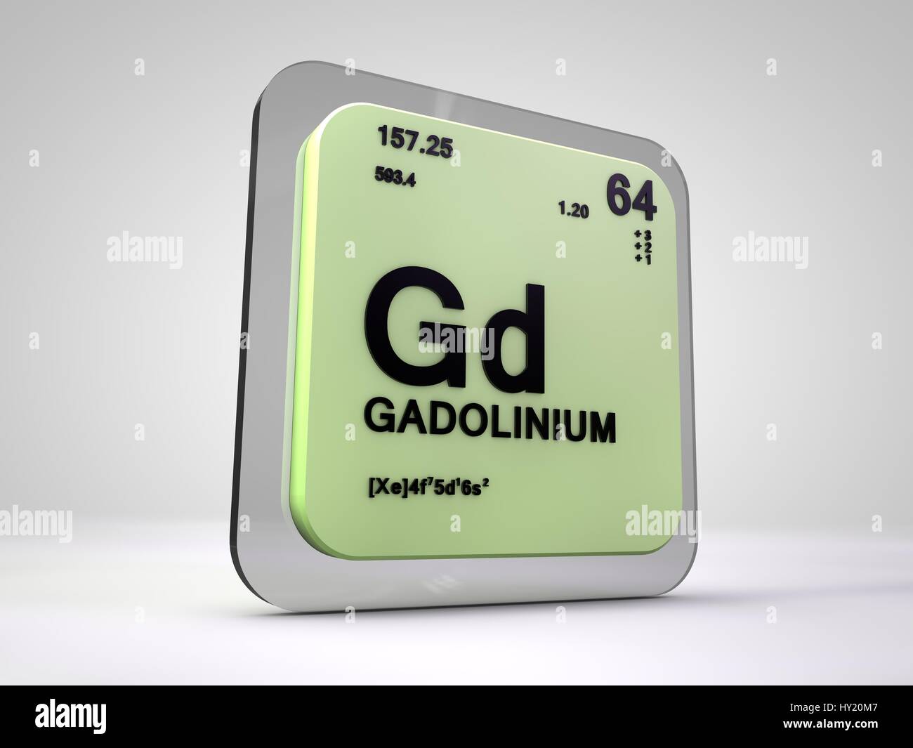 Gadolinio - GD - elemento chimico tavola periodica 3D render Foto stock - Alamy