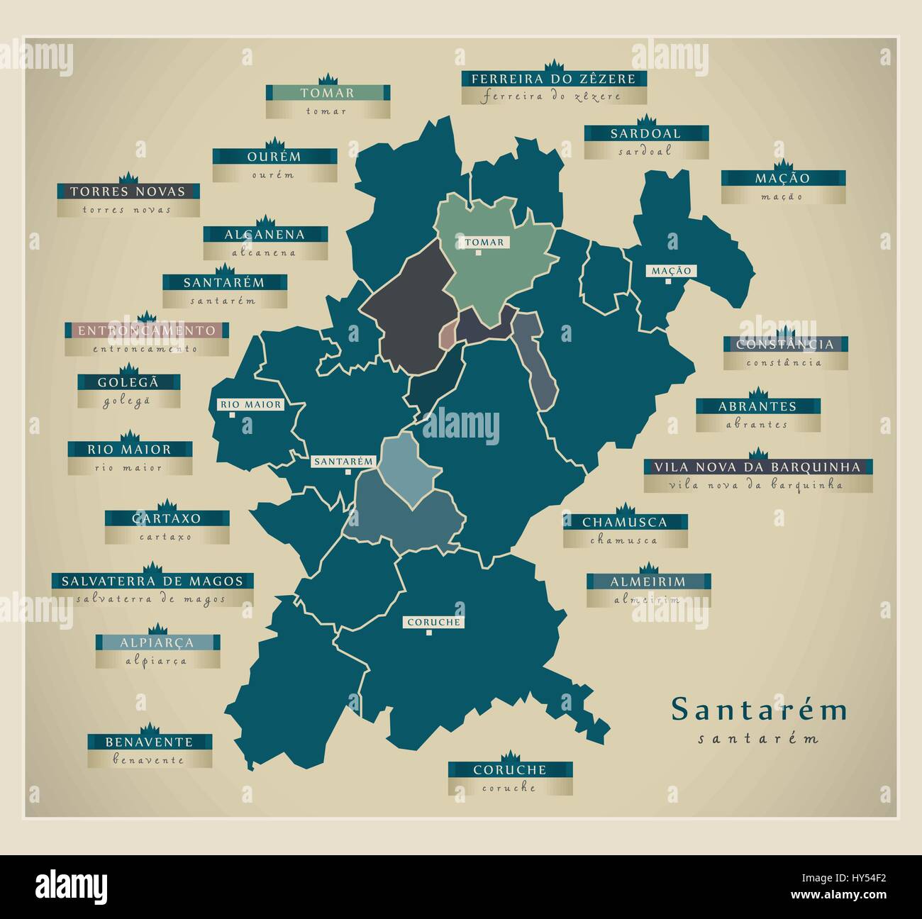 Mappa di santarem portogallo Immagini Vettoriali Stock - Alamy